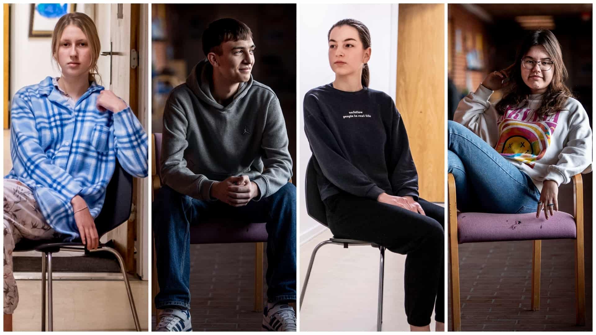 Daria, Stas, Mariia, Anna, Alisa og Kristina er flygtet fra krigen ...