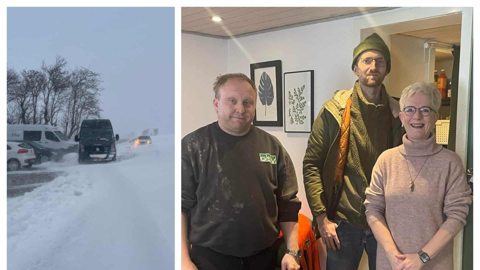 Sandra holder varmestue i snevejret - den første fastkørte bilist ...