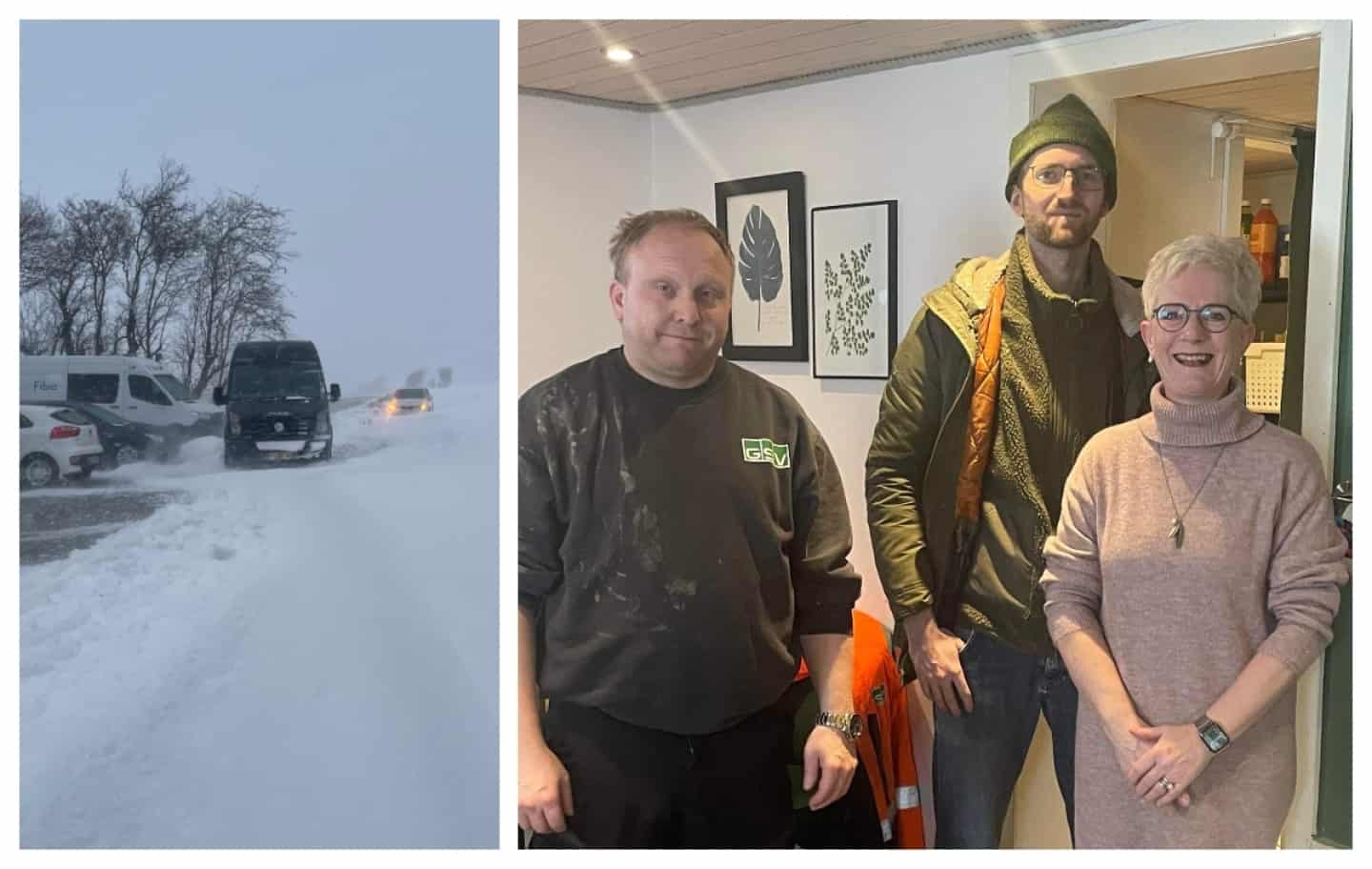 Sandra holder varmestue i snevejret - den første fastkørte bilist ...